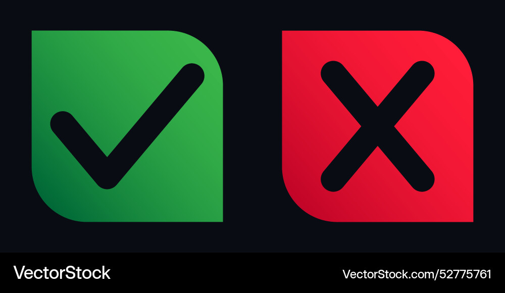 Check mark icon and x symbol Royalty Free Vector Image