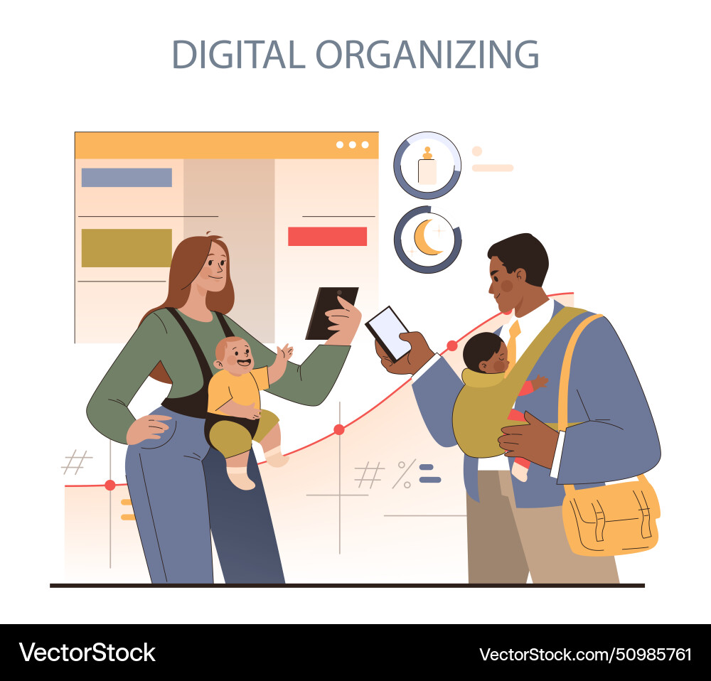 Digital organizing concept Royalty Free Vector Image