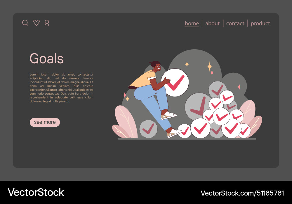 Goal achievement visualization flat Royalty Free Vector