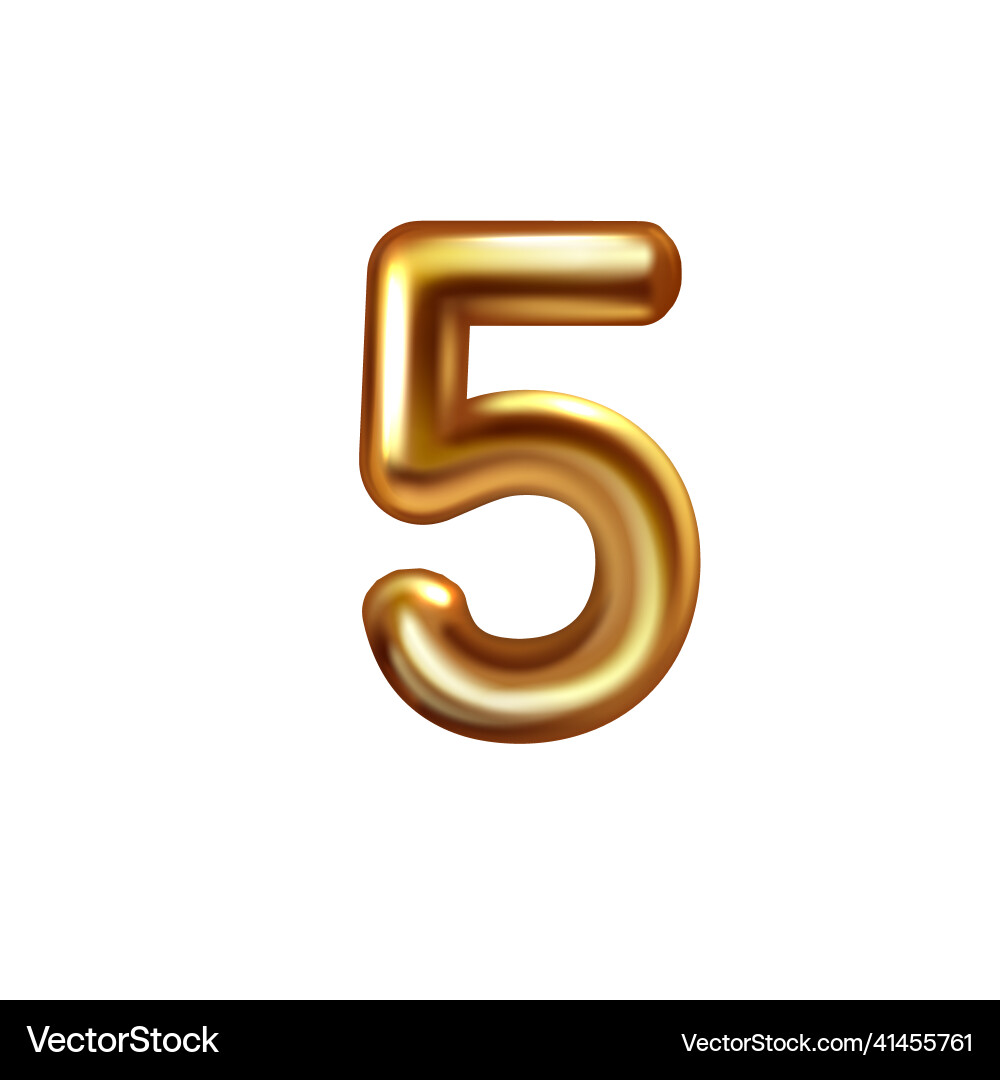Gold Number Five Illustration Royalty Free Vector Image