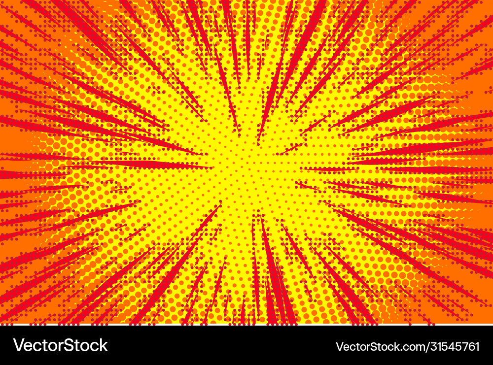 Retro comic rays yellow dots background in pop Vector Image