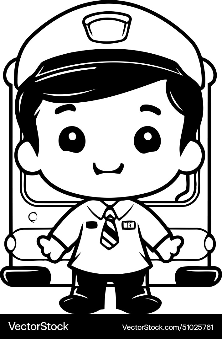 School bus driver cartoon character cute Vector Image