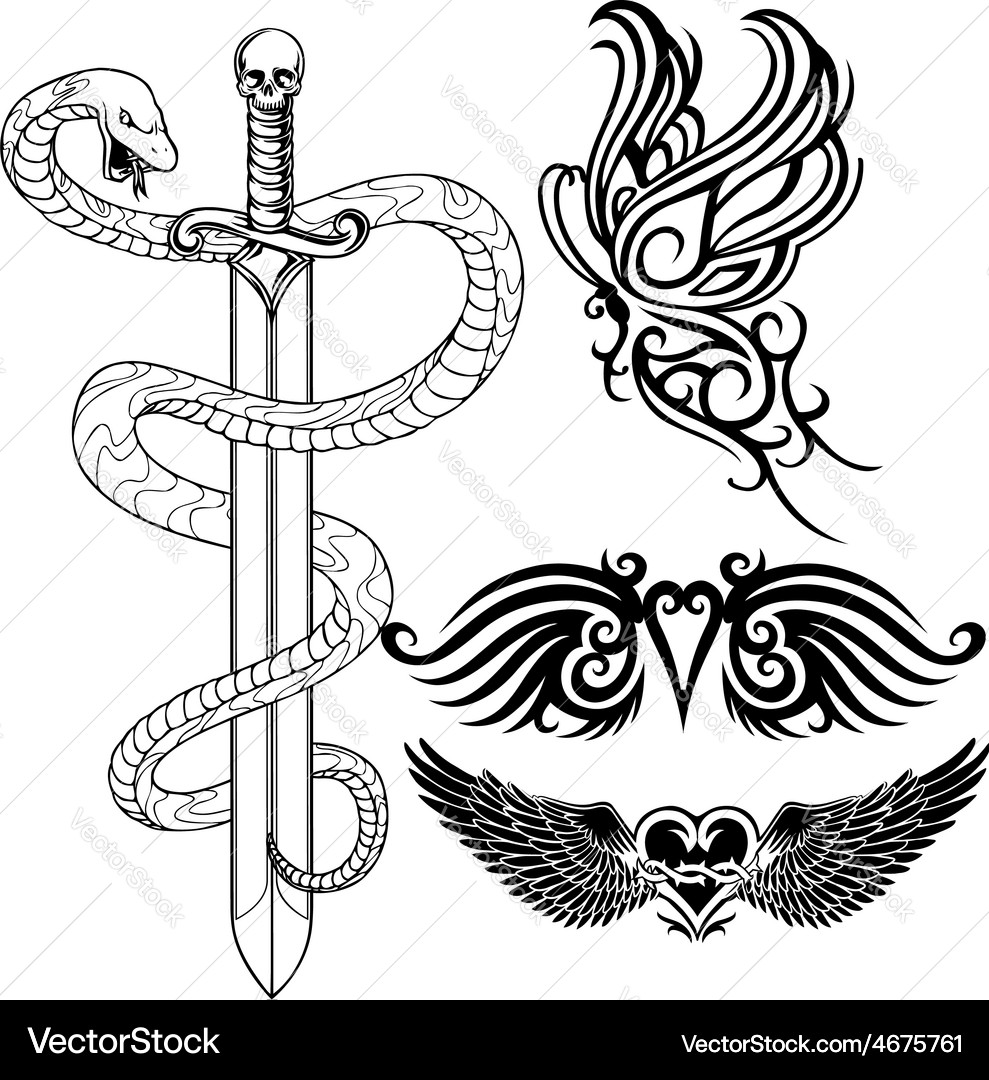 Set of tattoo design Royalty Free Vector Image