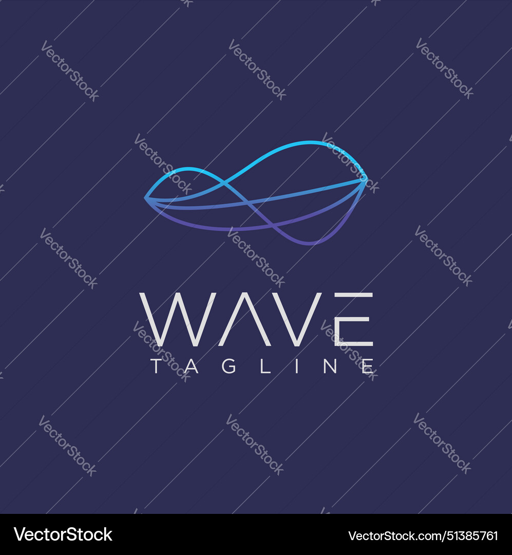 Wave flow logo linear symbol motion stream Vector Image