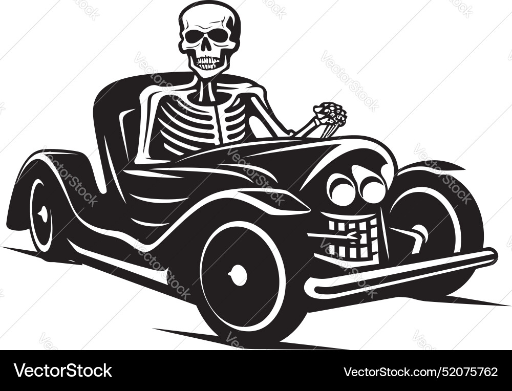 Knochenbolzen Skelett Auto-Ikone Phantom-Laufwerk Vektorbild