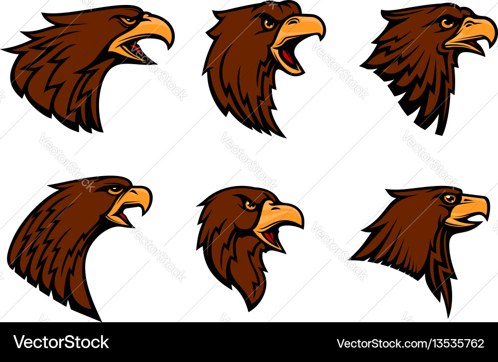 Heraldic Hawk Icons - Emblem Set Royalty Free Vector Image