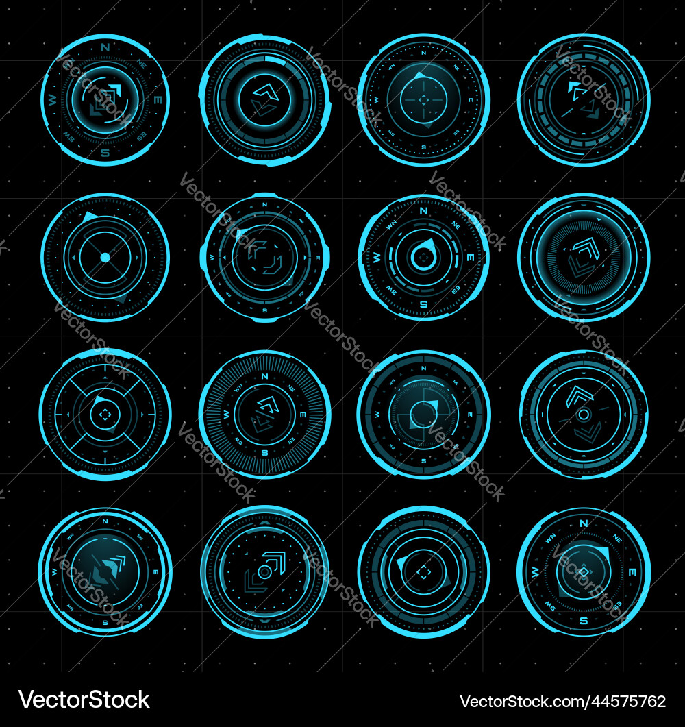 Hud compass aim control target interface panel Vector Image