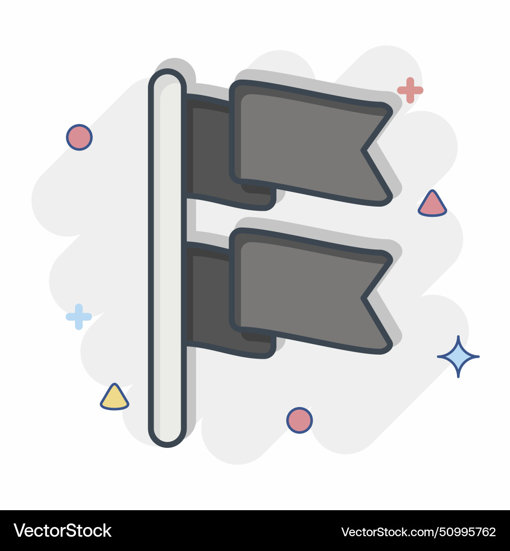 Icon flags related to parade symbol comic style Vector Image