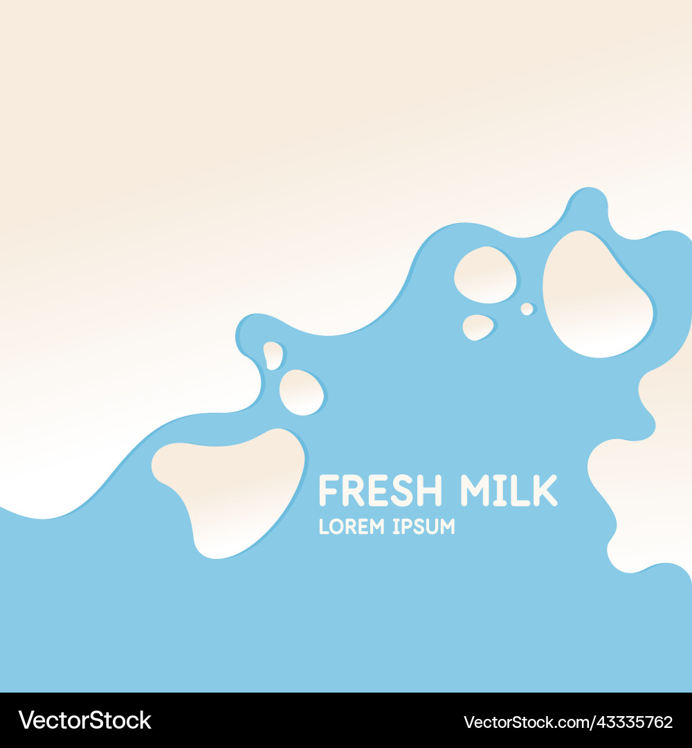 Modern poster fresh milk with splashes on a light Vector Image