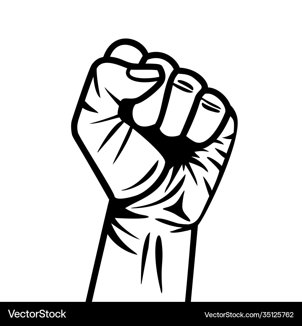 Strong fist raised up hand drawn graphic Vector Image
