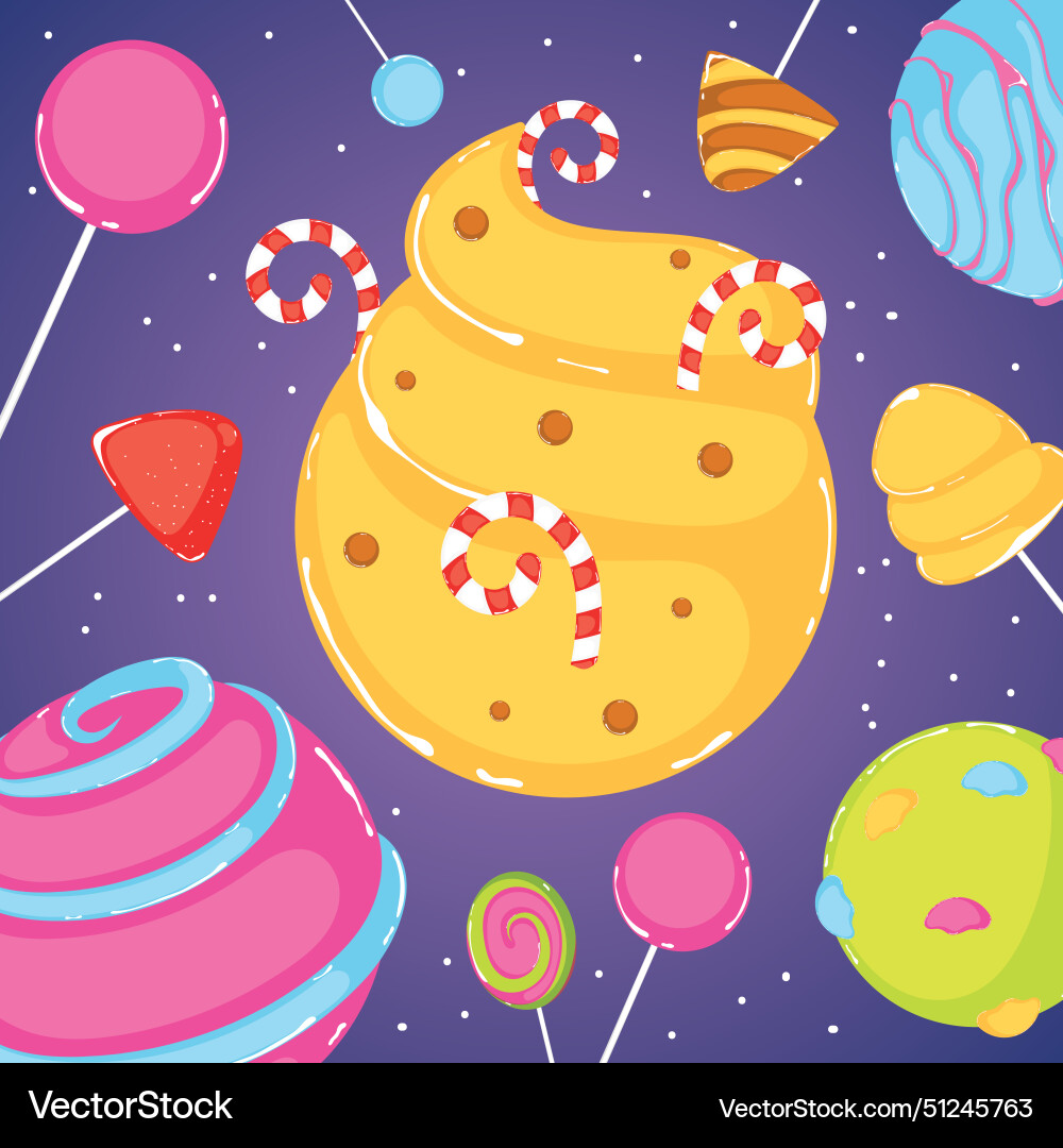 Colored candy land sweet abstract space Royalty Free Vector