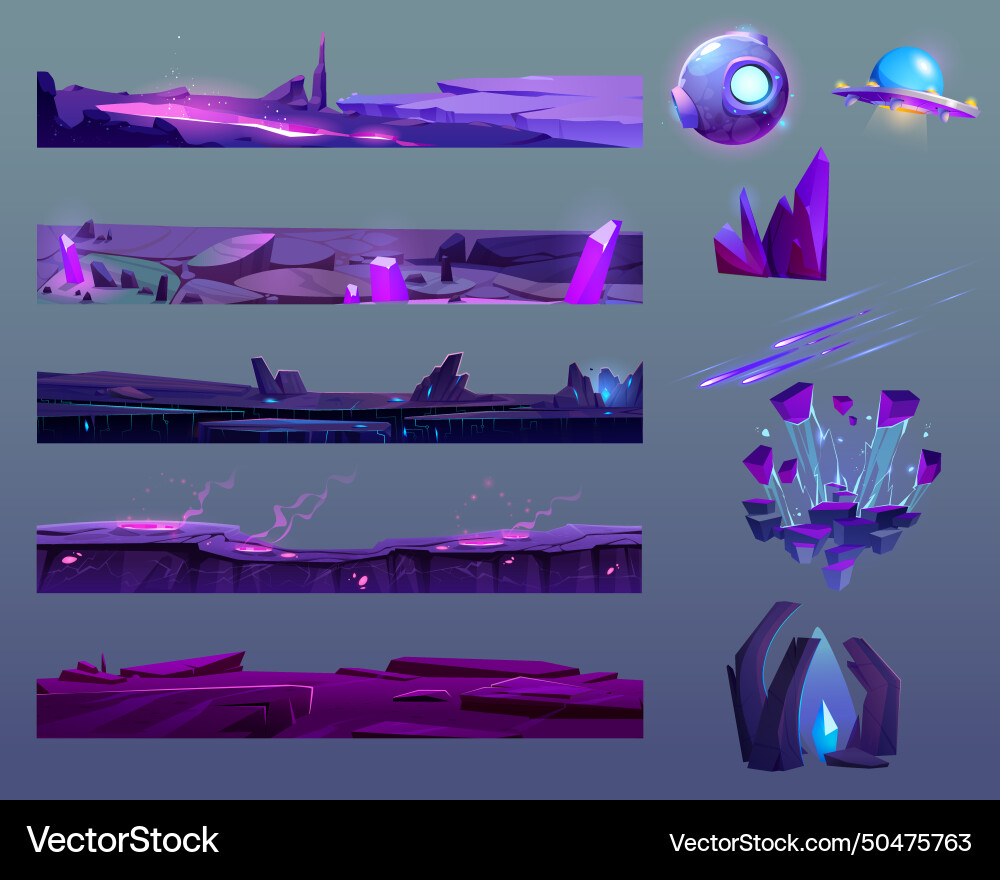 Game ui elements set for space design Royalty Free Vector