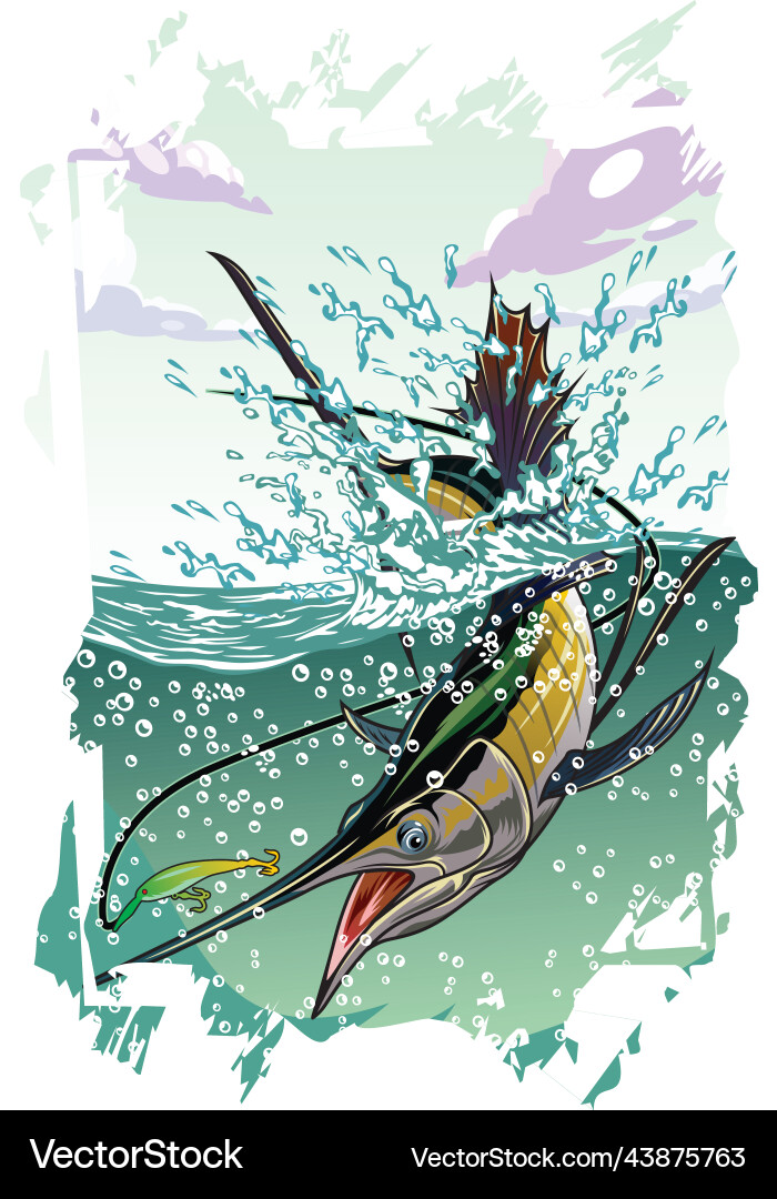 Sailfish fish fishing Royalty Free Vector Image
