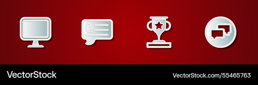 Set computer monitor speech bubbles with question Vector Image