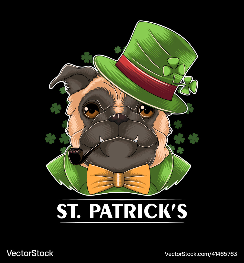 St patricks day cute pug themed Royalty Free Vector Image