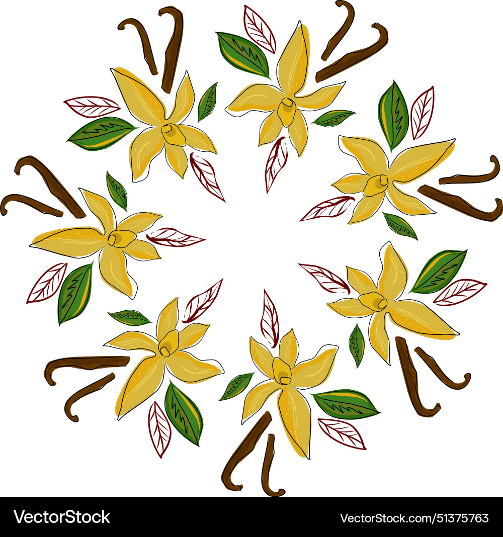 Tropical wreath frame decor doodle style vanilla Vector Image