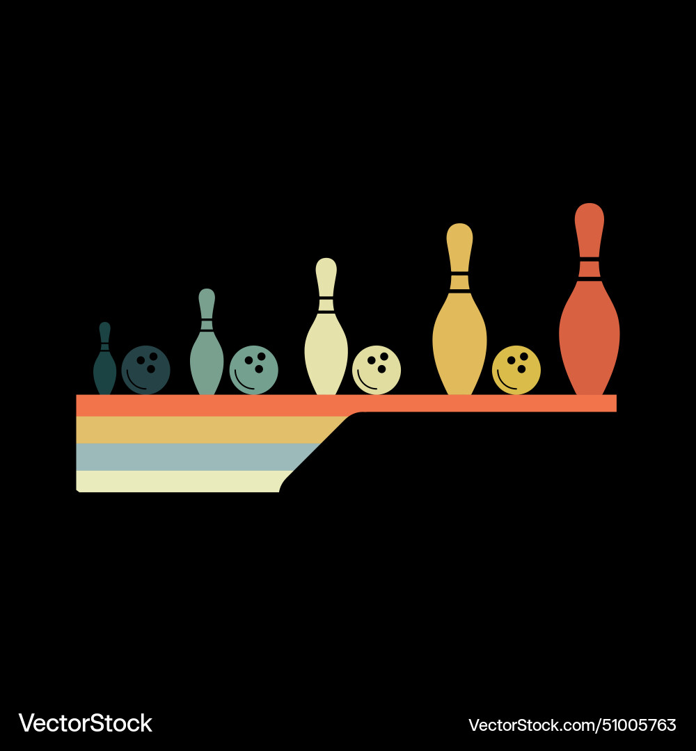 Vintage retro style ten pin bowling Royalty Free Vector