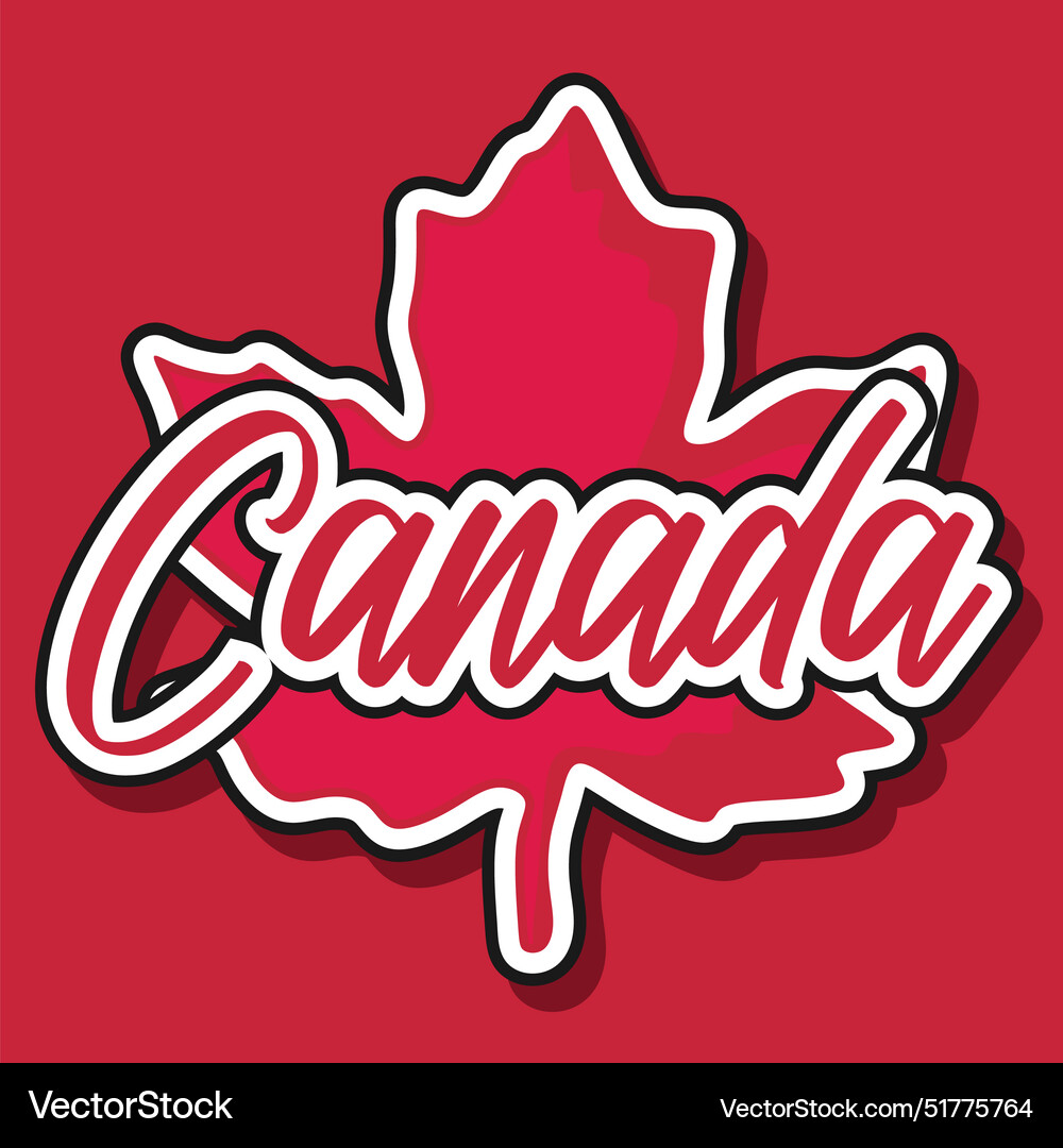 Canada with red canadian leaves Royalty Free Vector Image