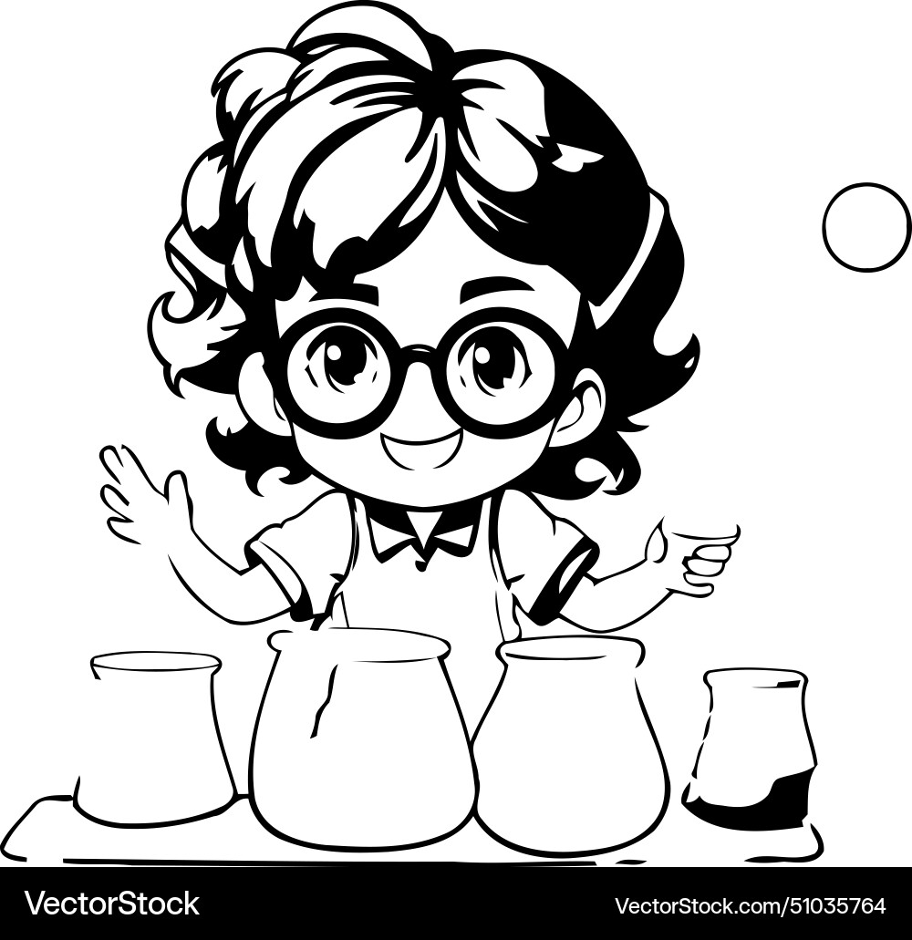 Cute little girl doing science experiments Vector Image