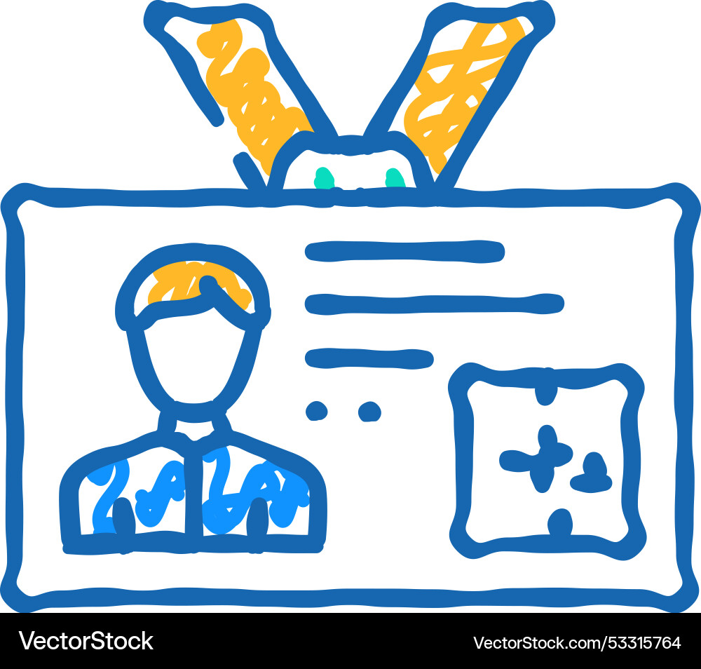 Employee badge icon doodle Royalty Free Vector Image