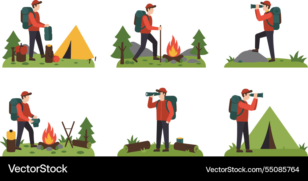 Hiking and camping adventure Royalty Free Vector Image