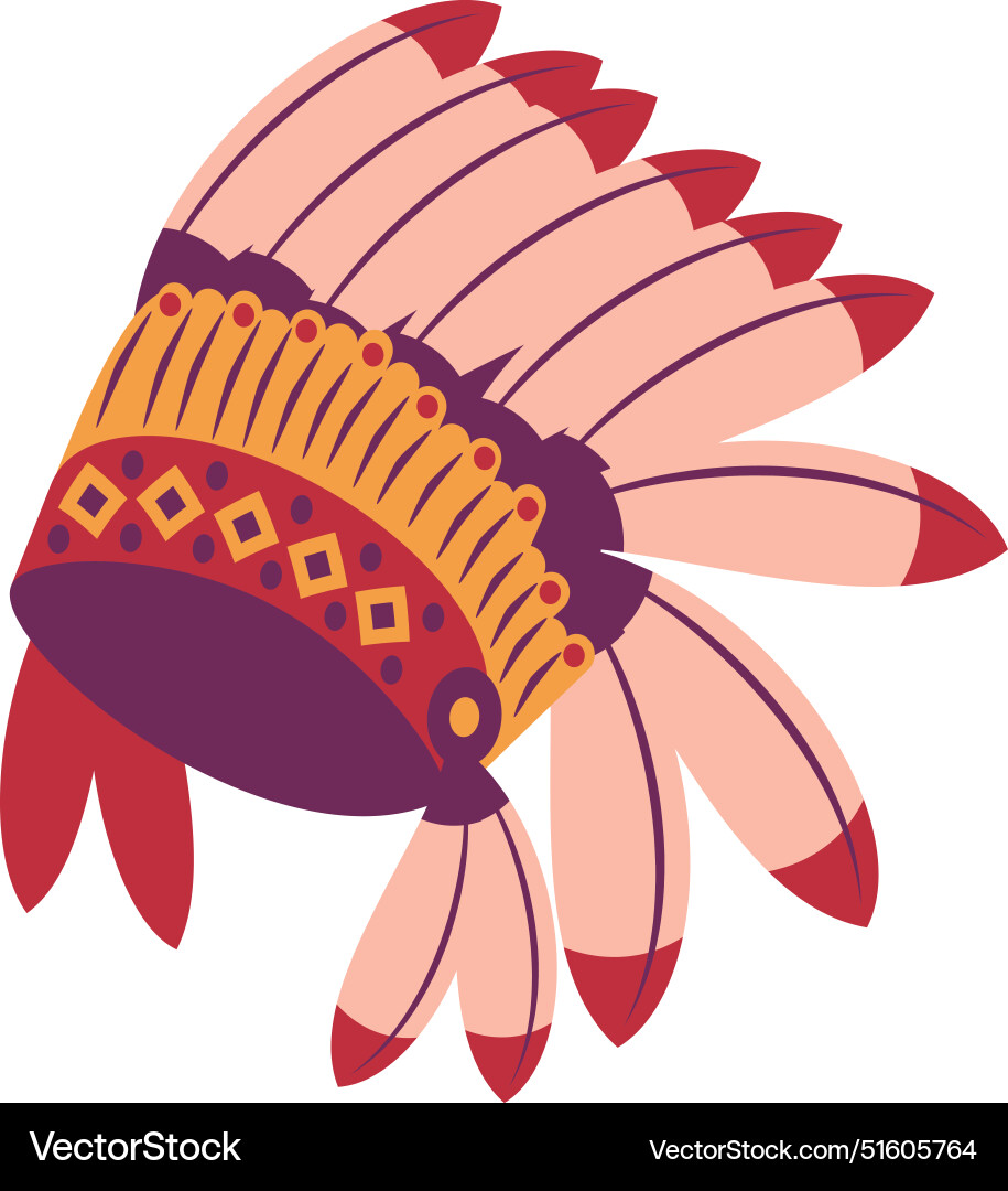 Indigenous headdress with feathers Royalty Free Vector Image
