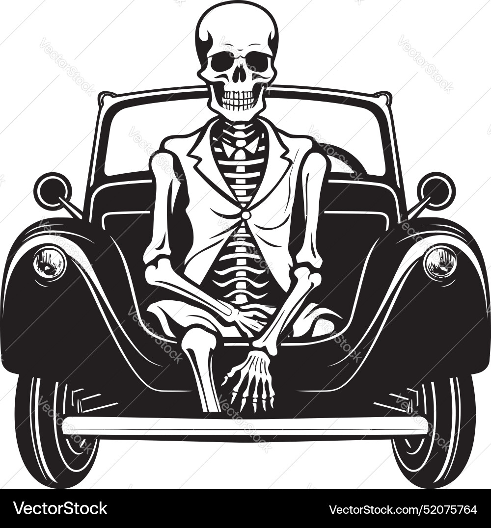Phantom drive skeleton in car logo design spine Vector Image