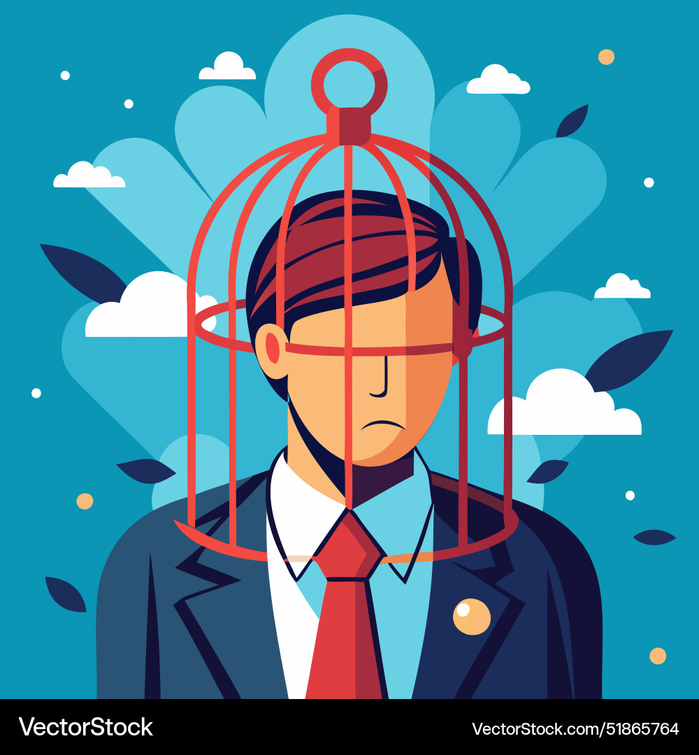 Trapped mind business creativity blockade Vector Image
