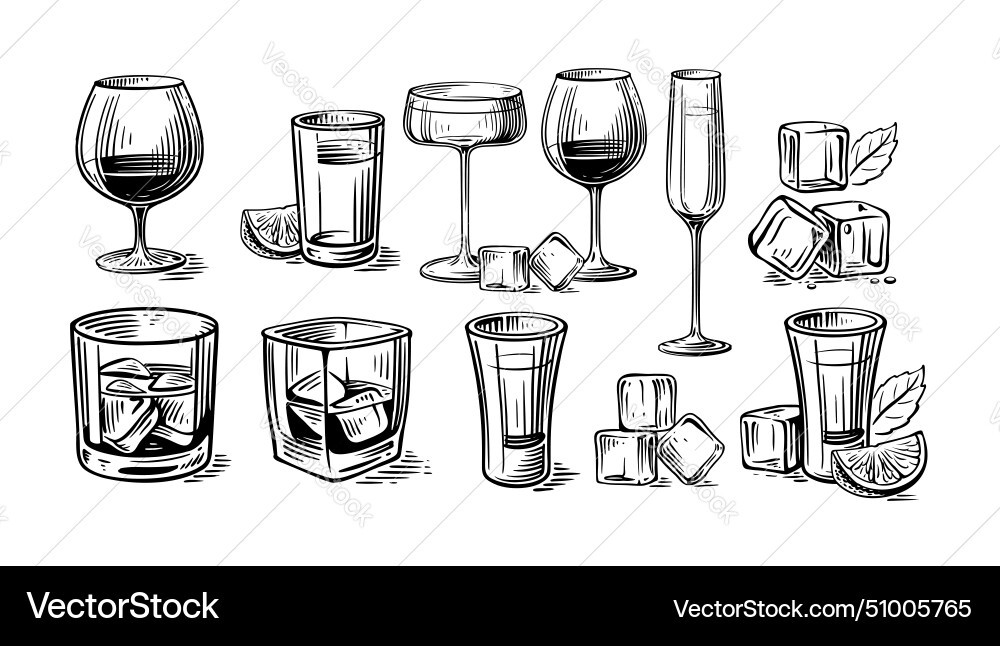 Cocktails and alcoholic drinks set Royalty Free Vector Image