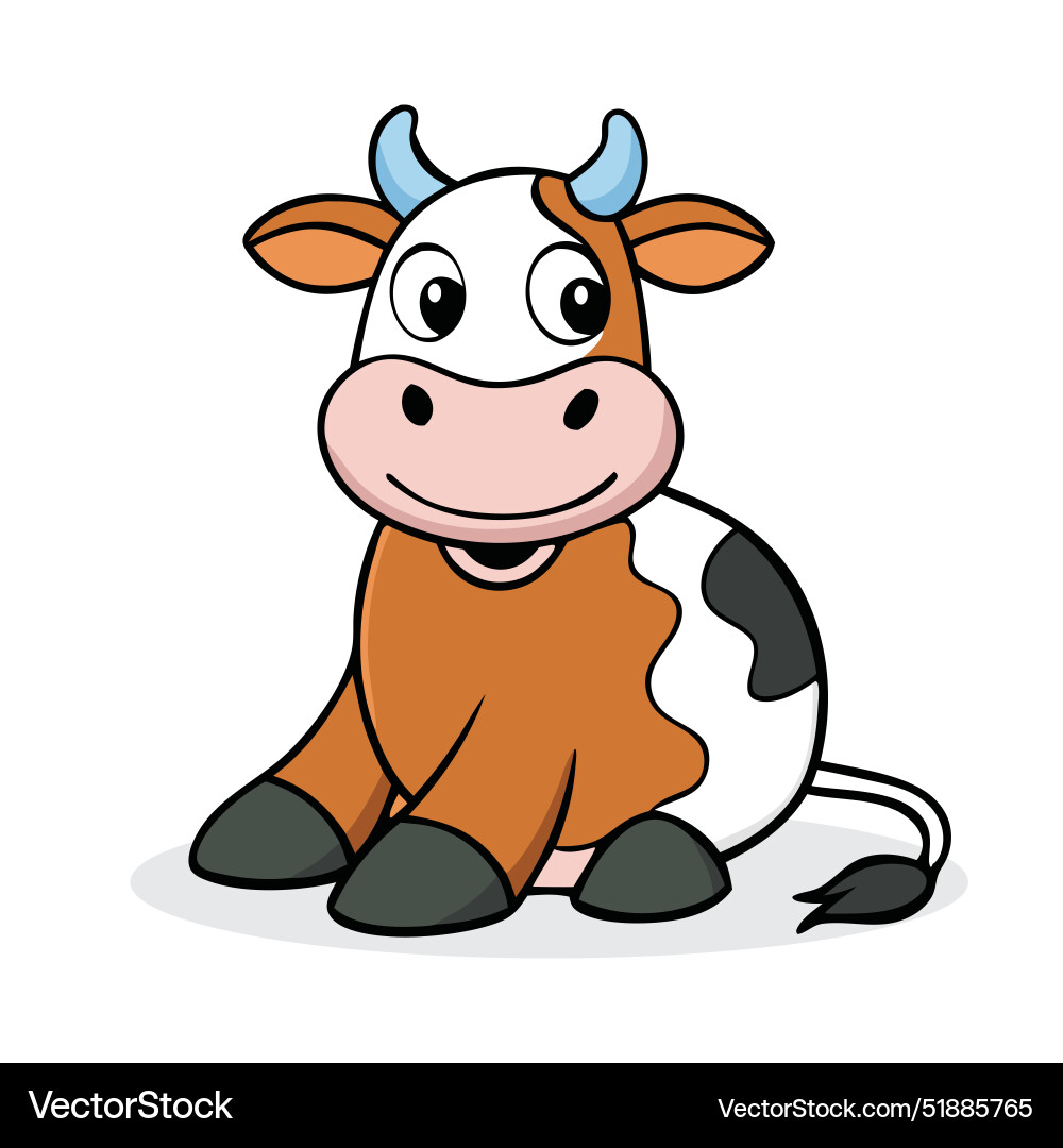 Cow animal cartoons isolated flat Royalty Free Vector Image