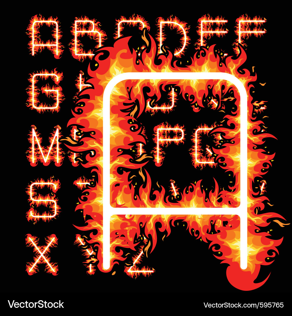 Fire alphabet Royalty Free Vector Image - VectorStock