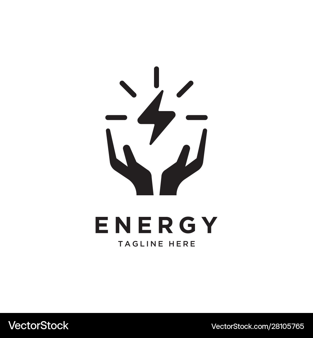 Hand and thunder logo Royalty Free Vector Image