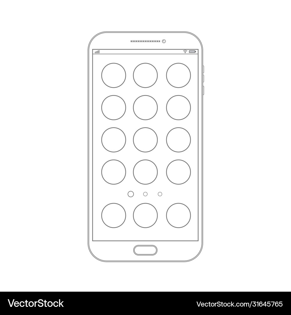 Outline drawing smartphone with blank icons Vector Image