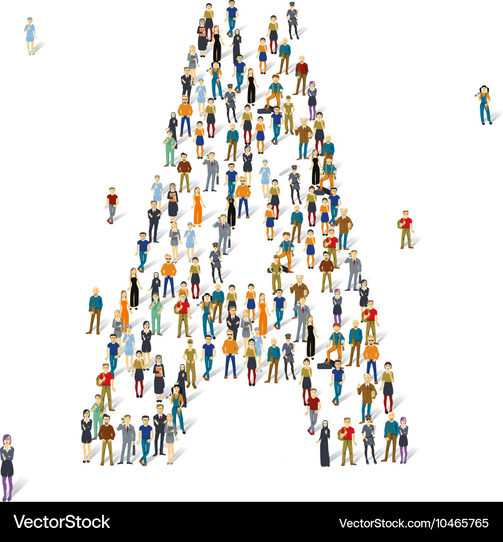People crowd alphabet abc letter Royalty Free Vector Image