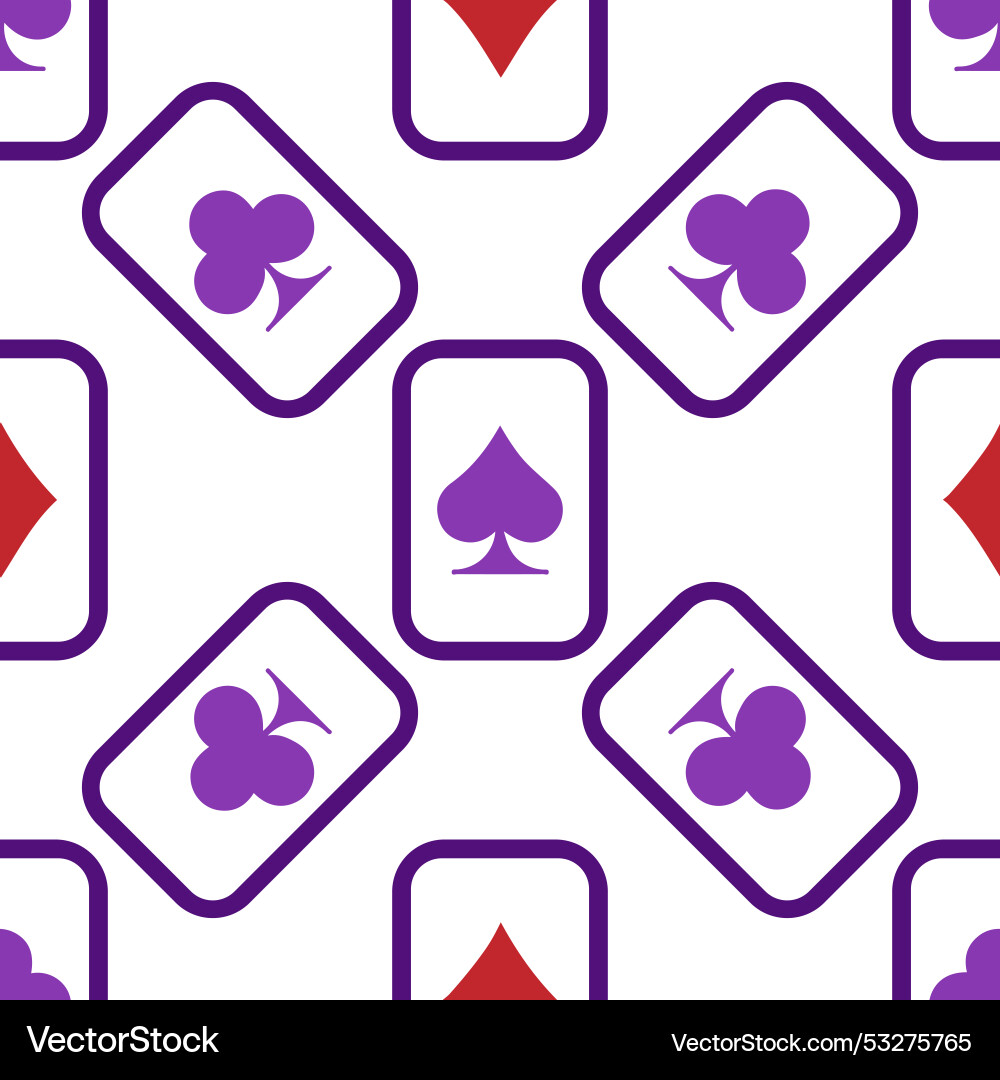 Purple falling playing cards seamless pattern Vector Image