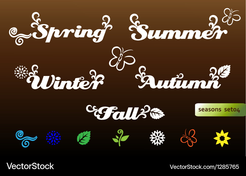 Seasons names and elements Royalty Free Vector Image