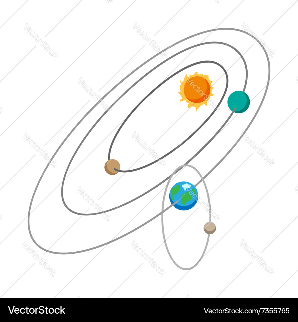 Solar system cartoon icon Royalty Free Vector Image
