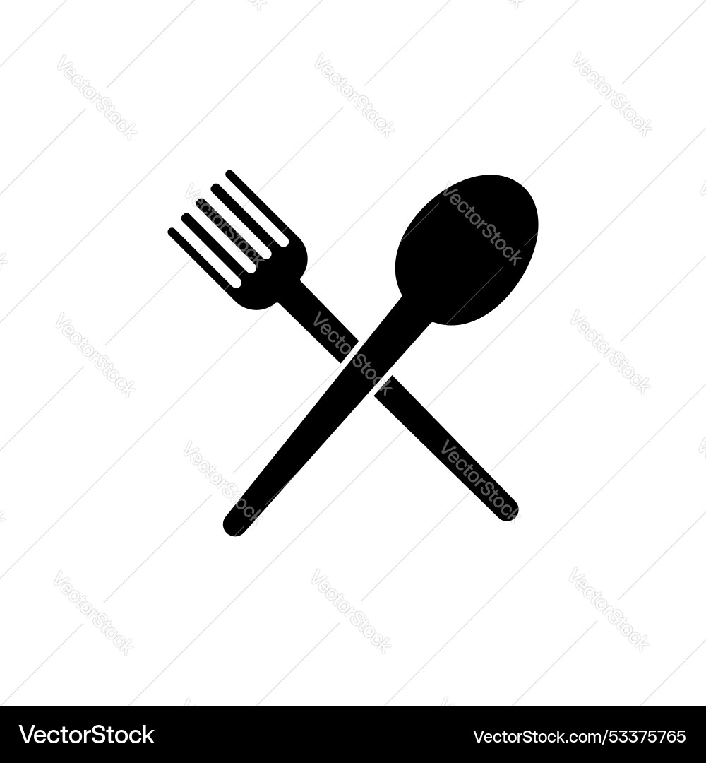 Spoon and fork icon set dinner meal plate Vector Image