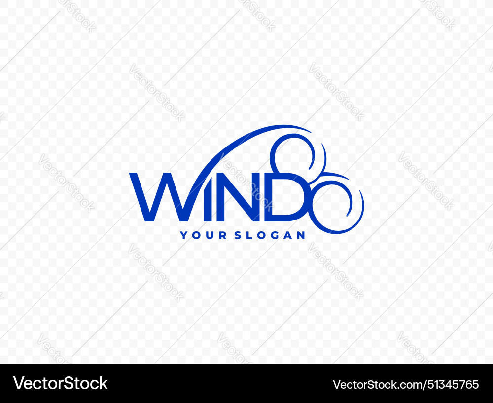 Word wind with abstract lines logo Royalty Free Vector Image