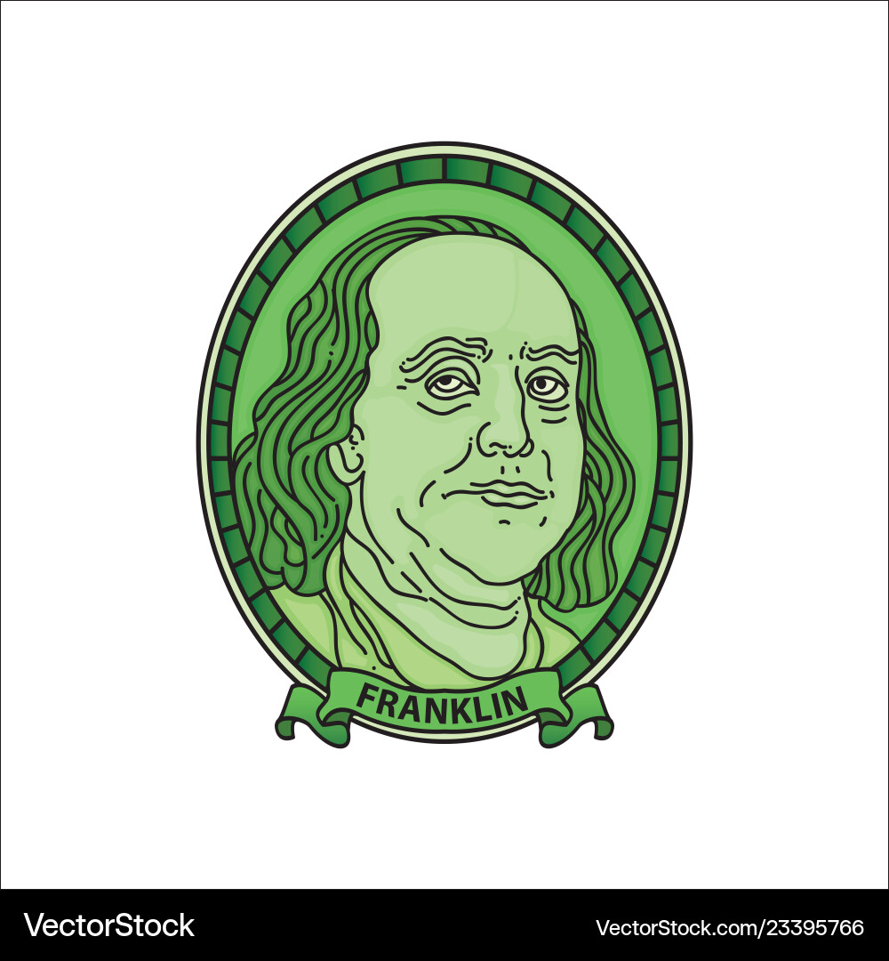 Cartoon benjamin franklin dollars Royalty Free Vector Image