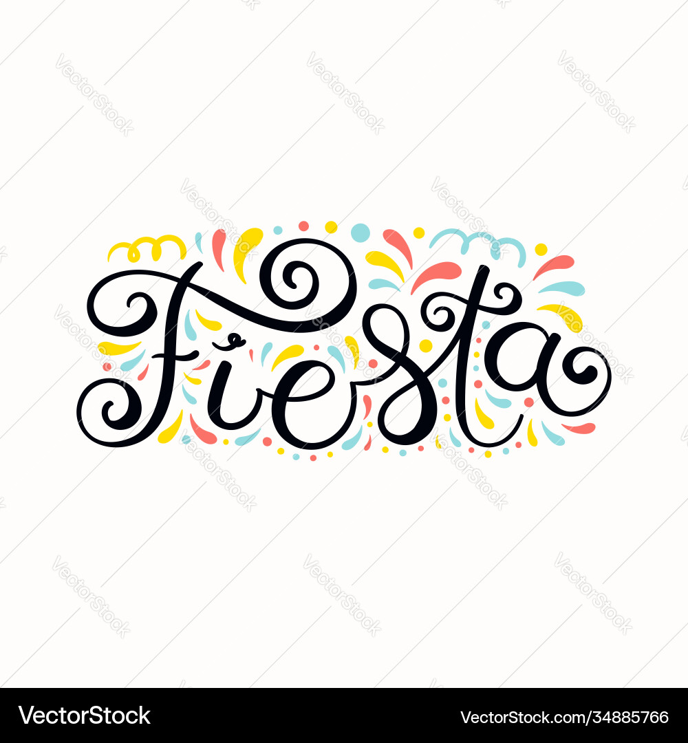 Fiesta lettering design Royalty Free Vector Image