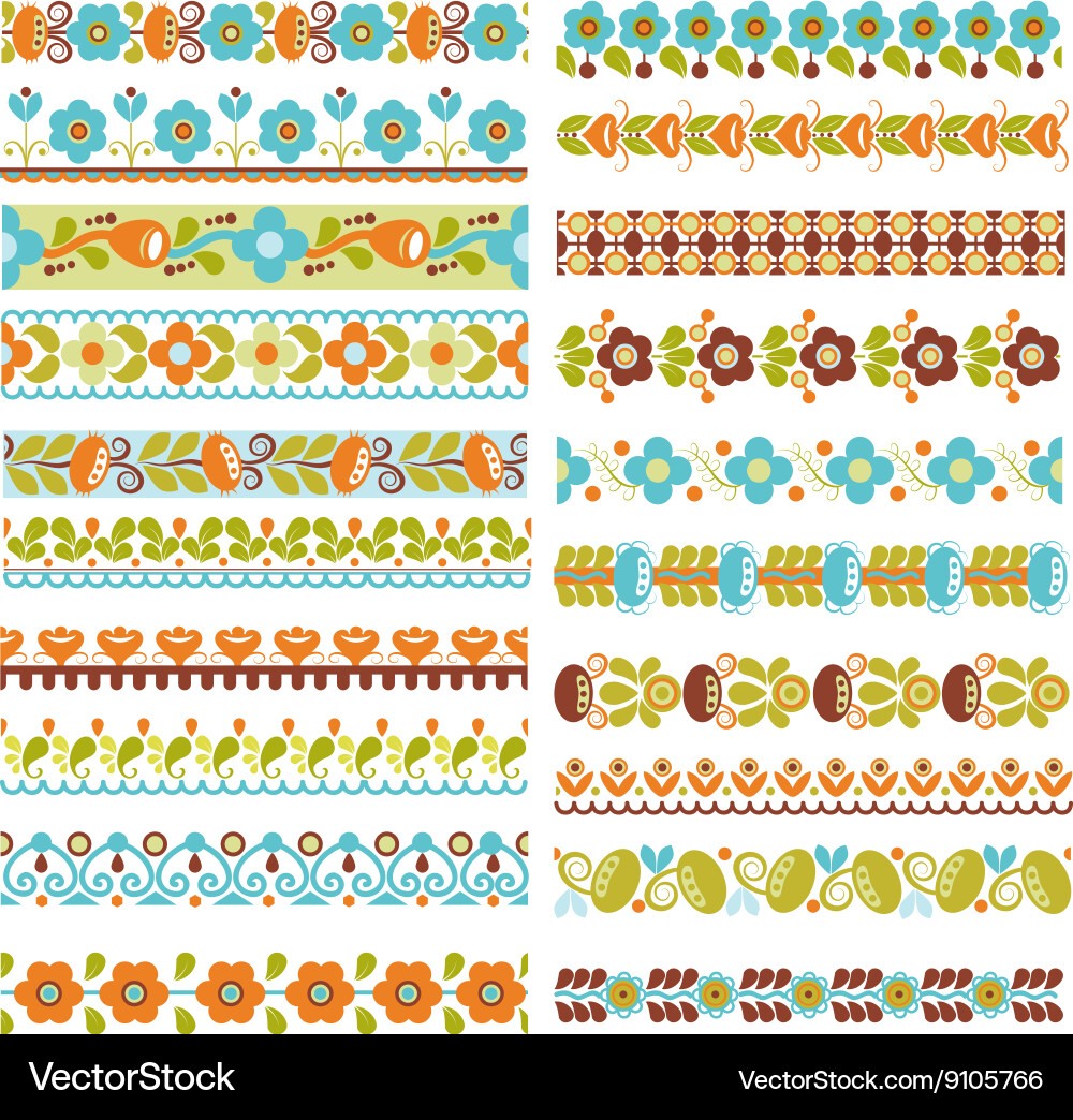 Seamless borders colour Royalty Free Vector Image