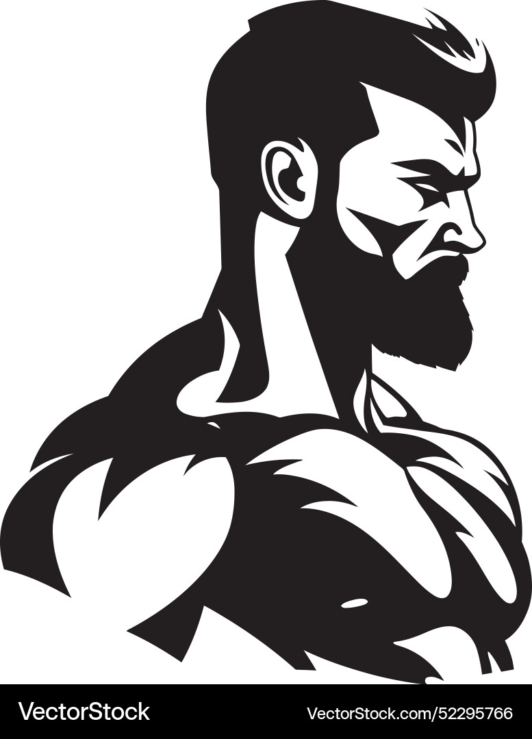Shadowed stance dynamic muscles vigor inked bod Vector Image