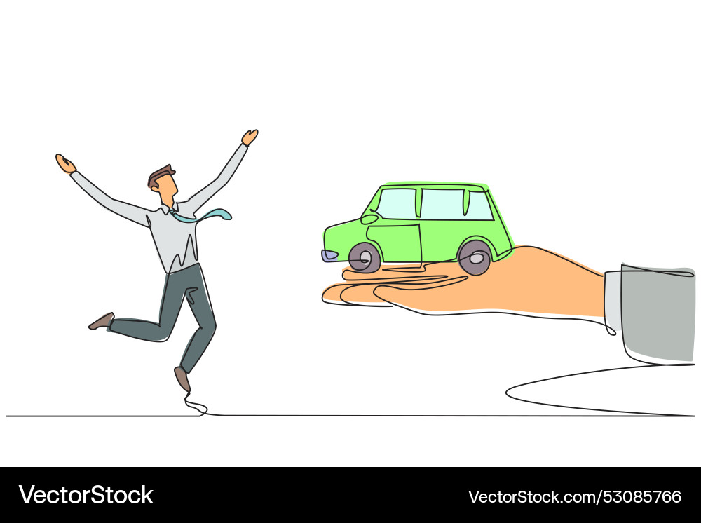 Single one line drawing businessman excited Vector Image