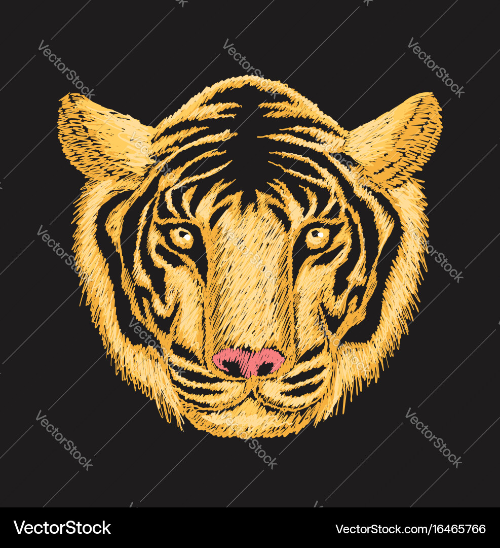 Tiger face embroidery Royalty Free Vector Image