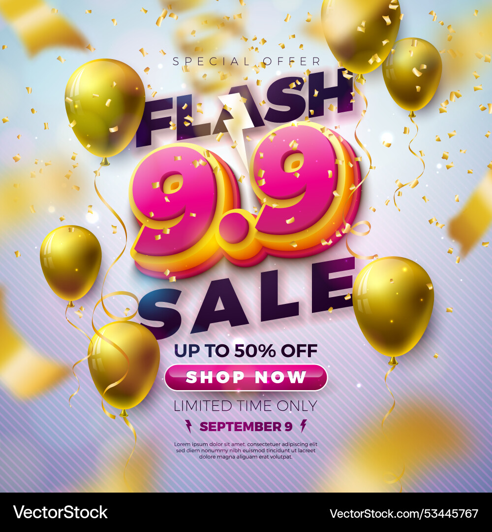 9 september shopping day flash sale design Vector Image