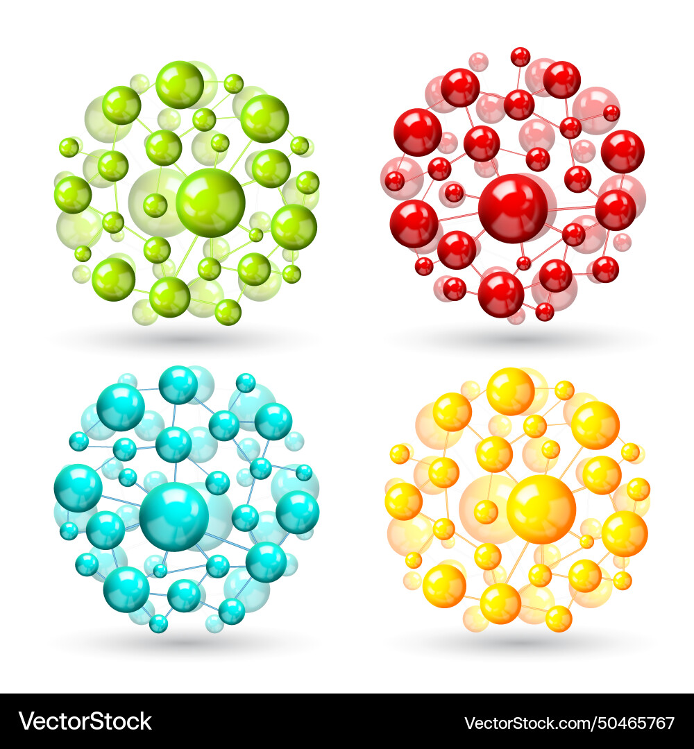 Four atomic spheres Royalty Free Vector Image - VectorStock