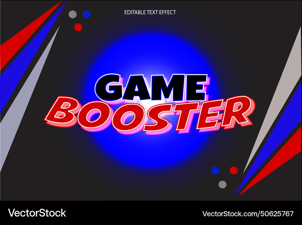Game booster editable text effect 3 dimension Vector Image
