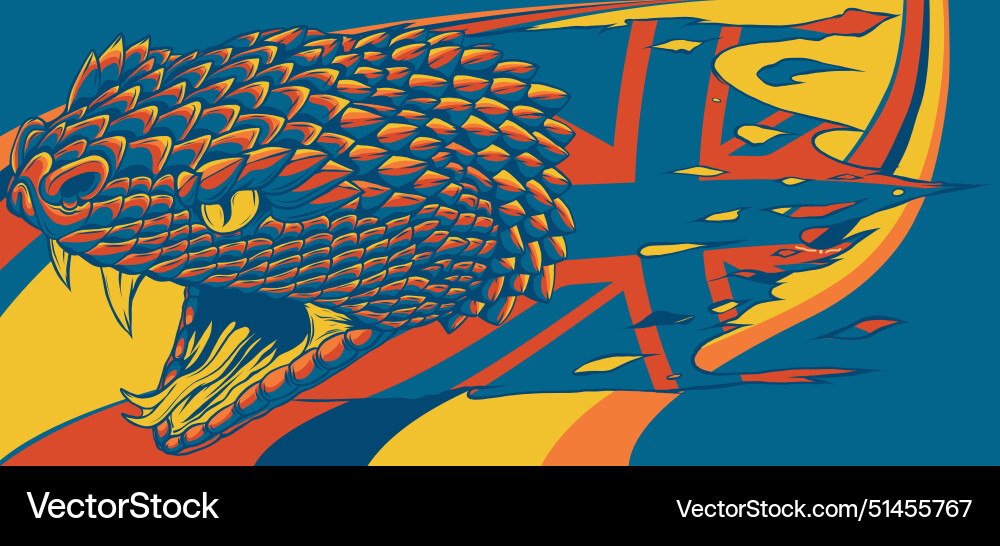 Head snake with united Royalty Free Vector Image