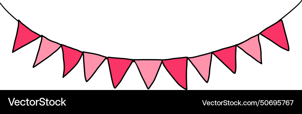 Pink streamer flag pennants doodle drawing Vector Image